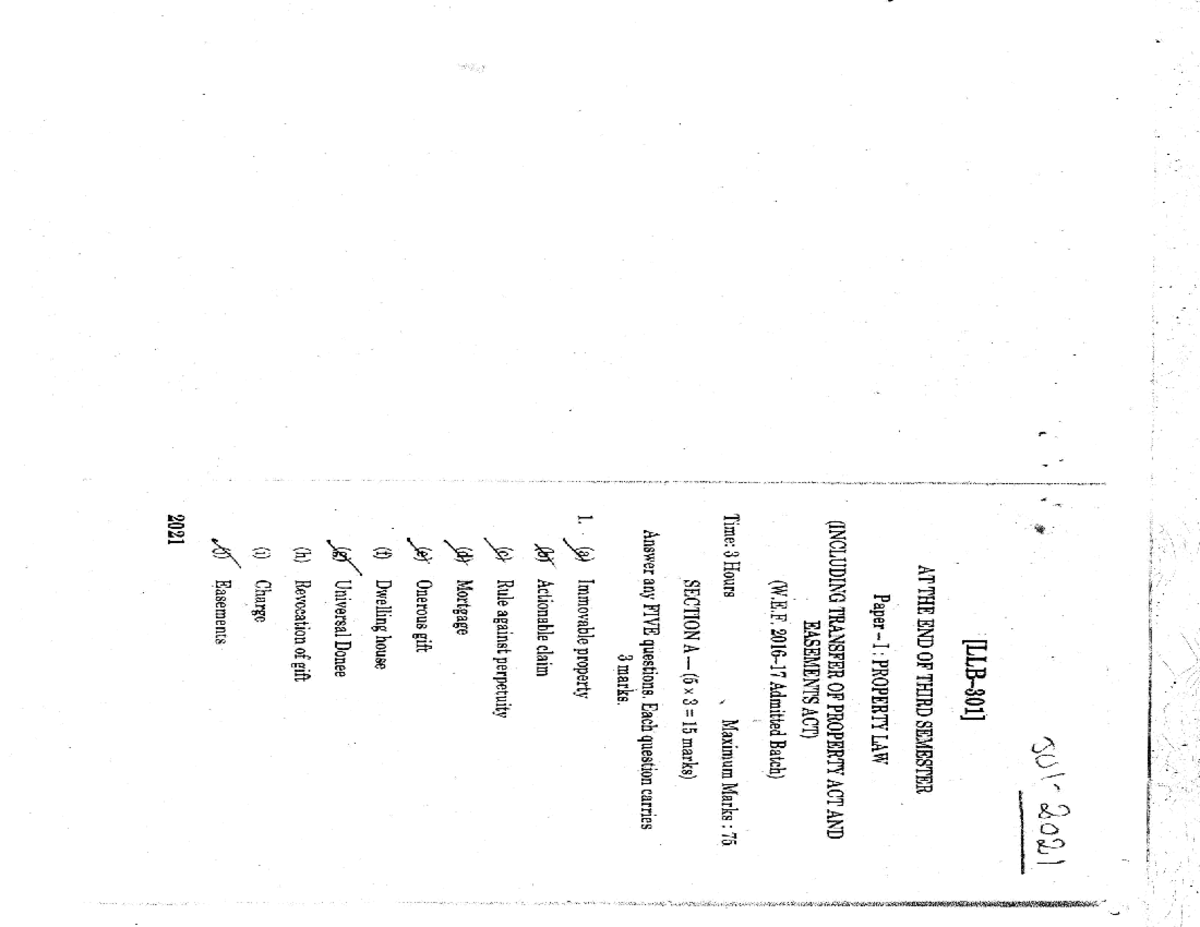 Law 3rd sem papers new - practice materials - 3 Yeara llb - Studocu
