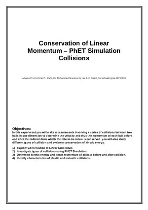 Conservation of Linear Momentum Edited - Conservation of Linear ...