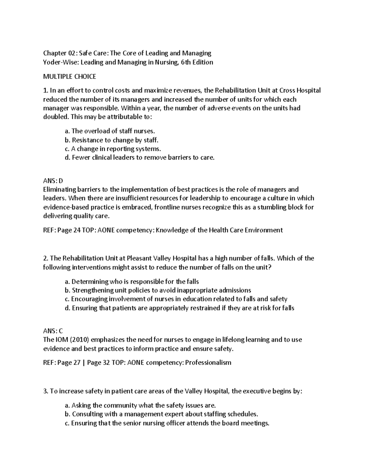 Chapter 2 - questions - NUR 242 - RCC - Studocu