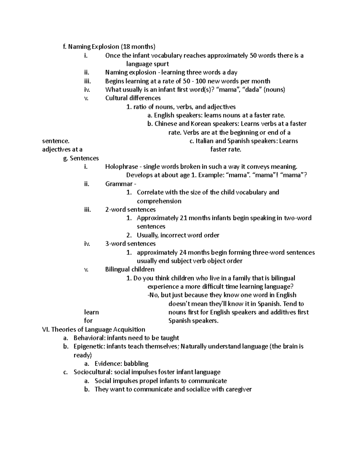 Chapter 5 (Psych 204) Part 4 - f. Naming Explosion (18 months) i. Once ...