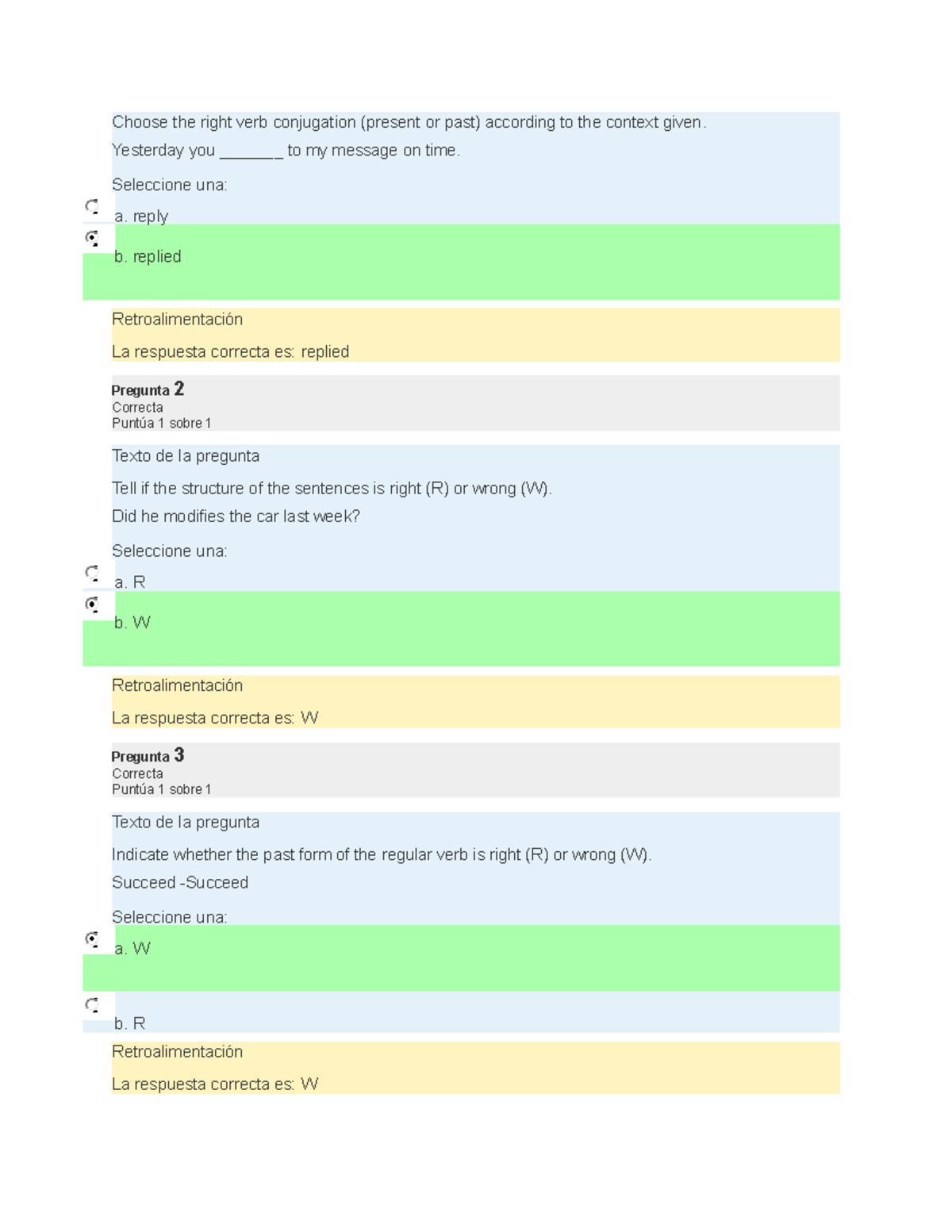 Assignature 1 Exam 1 - Apuntes Ingles - Choose the right verb ...