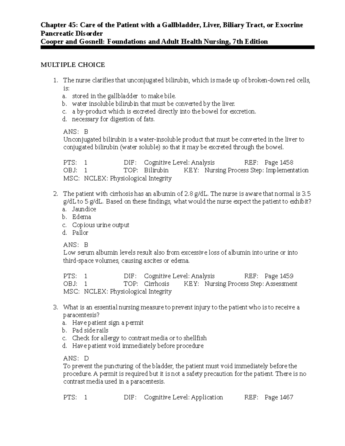 Ch 45 cooper and gosnell - Chapter 45: Care of the Patient with a ...