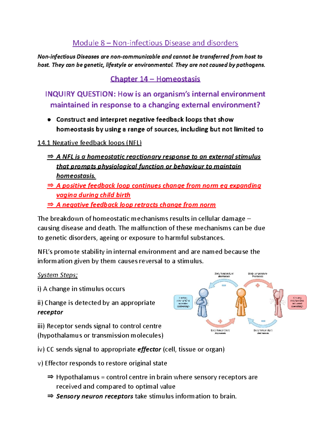 Biology Module 8 Non-infectious disease and disorders - Module 8 – Non ...