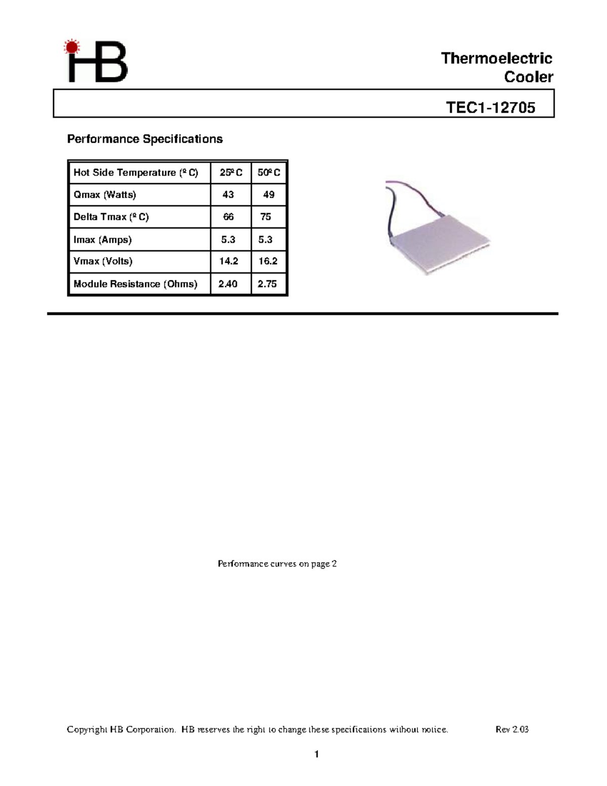 Datasheet TEC1-12705 - Apuntes electrónica - Performance curves on page ...