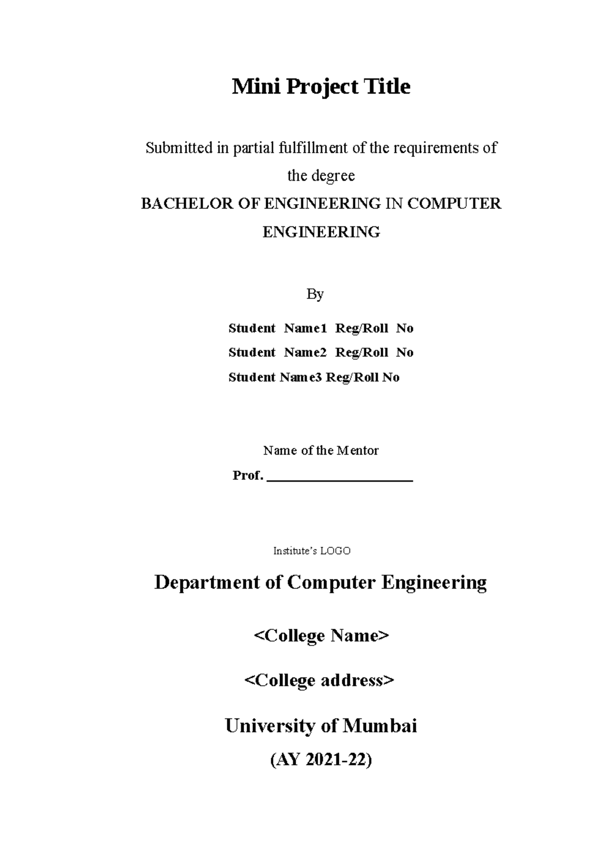 Mini_Project_Report (Example).docx - Mini Project Title Submitted in ...