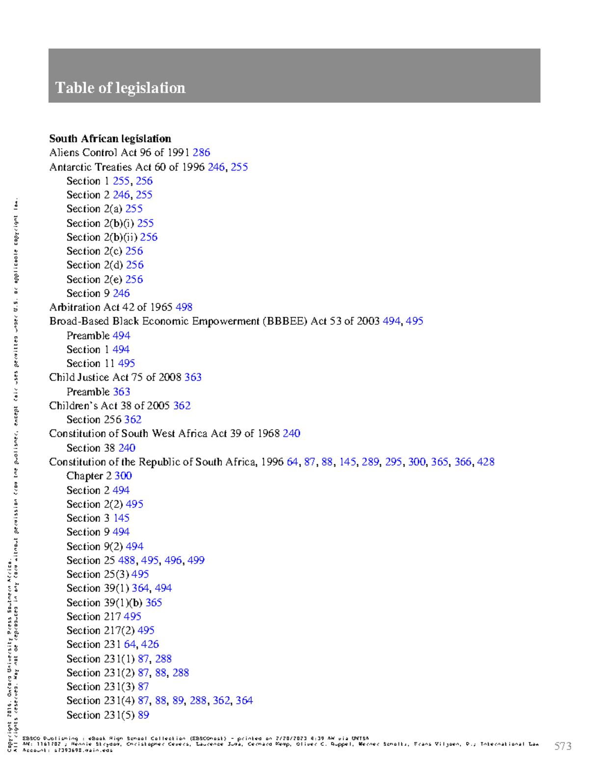 Hennie Strydom Ch 2016 Table Of Legislation International Law - 573 ...