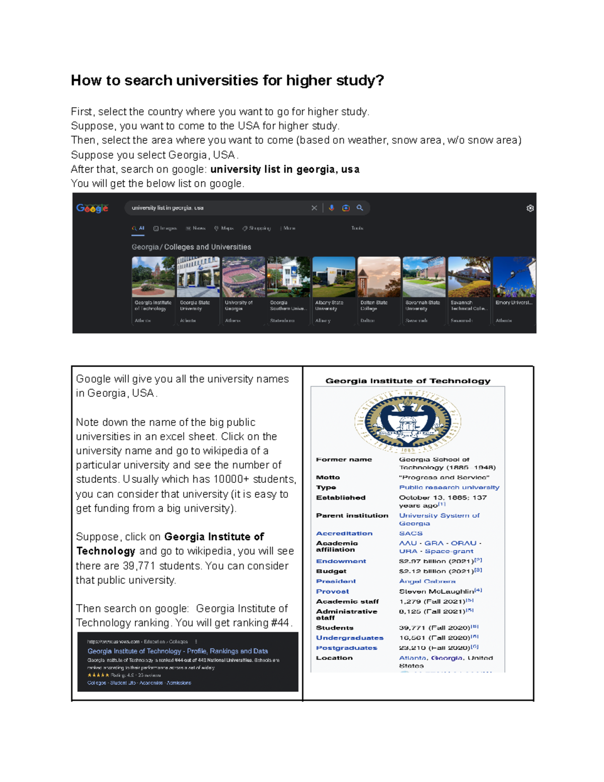 University Searching Process - How to search universities for higher ...