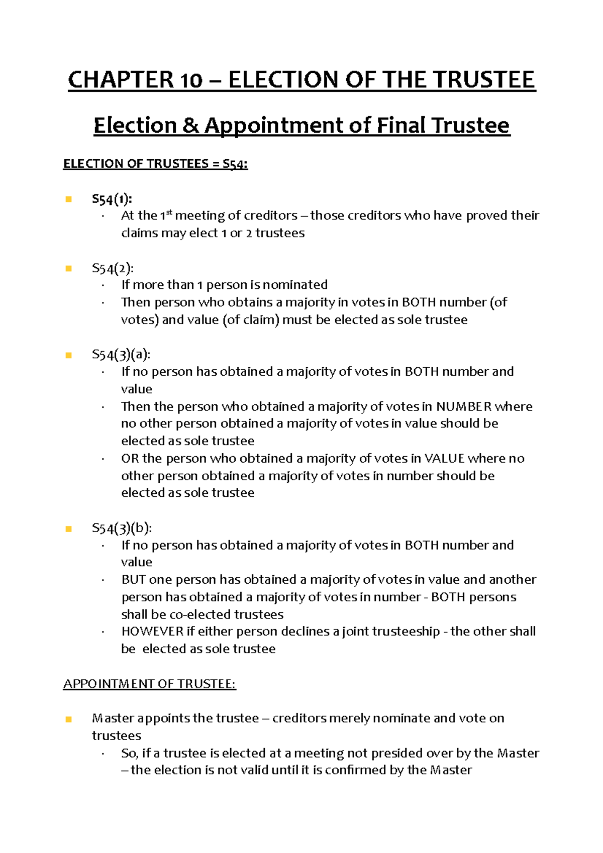 Chapter 10 - Election & Appointment of Final Trustee. - CHAPTER 10 ...