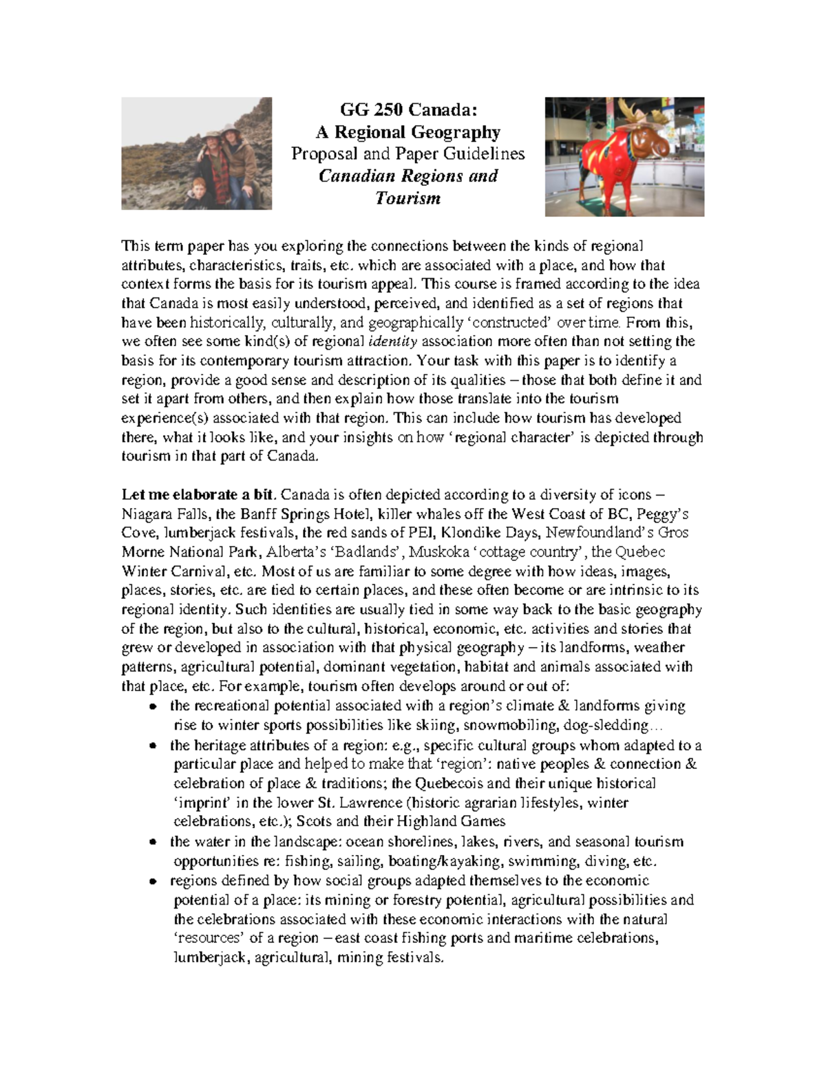 A regional geography proposal and paper guidelines - canadian regions ...