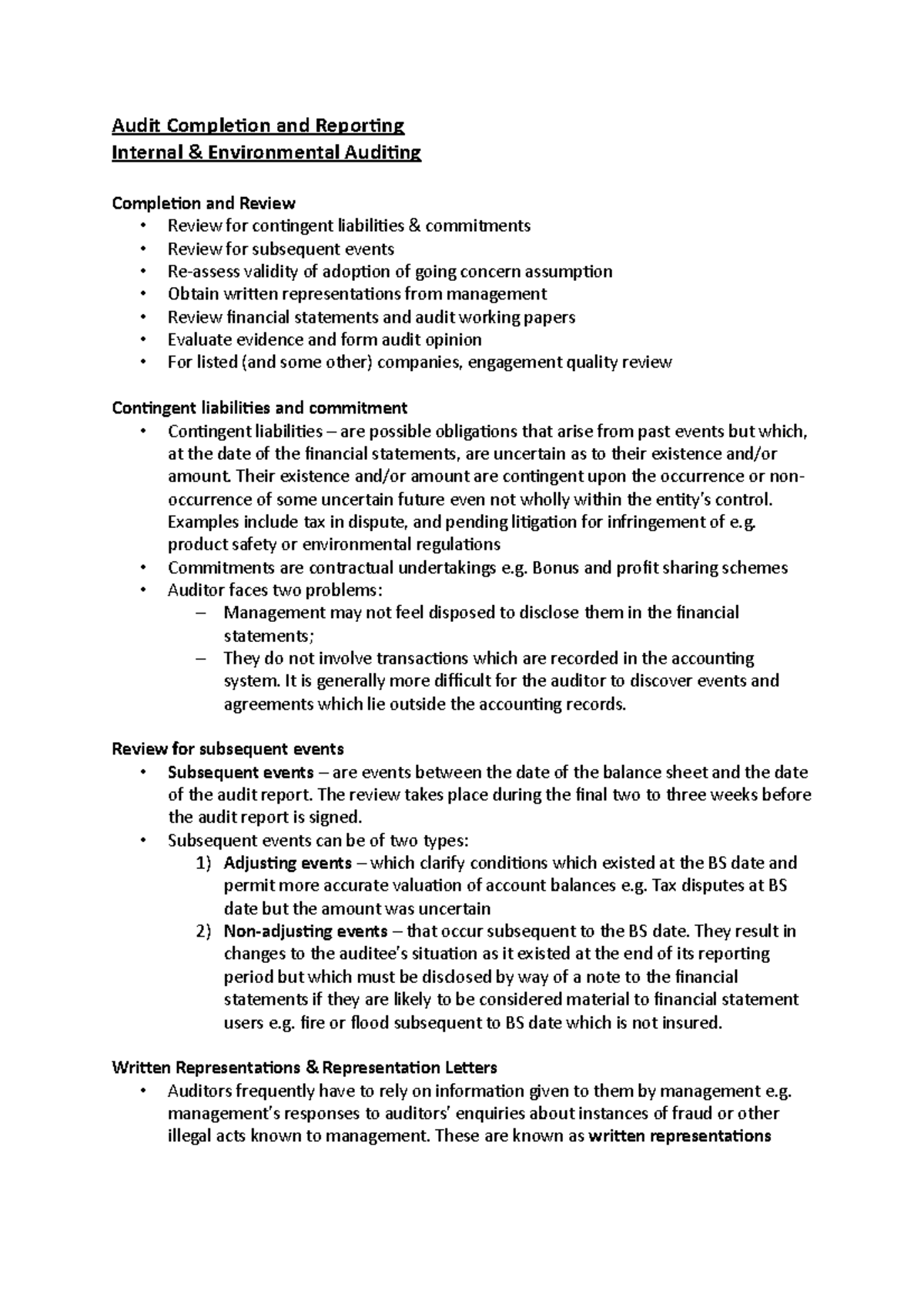 Auditing lecture notes 10 - Audit Completion and Reporting Internal ...