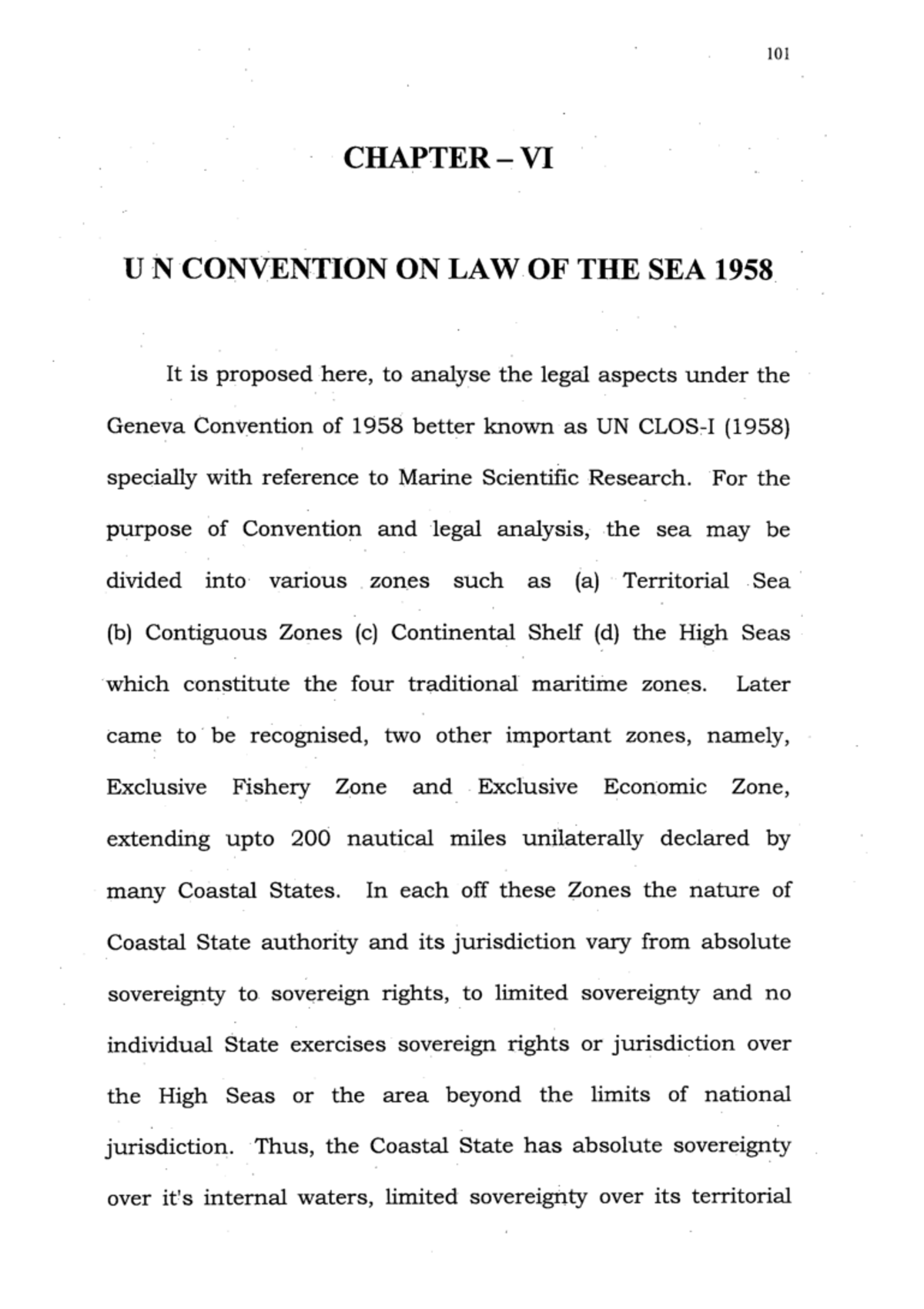 UN law of sea - study material - CHAPTER-VI U N CONVENTION ON LAW OF ...