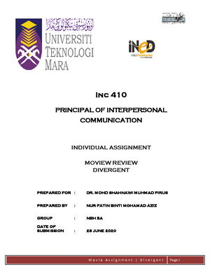 Assignment obm 210 - Individual - UNIVERSITY TEKNOLOGI MARA JENGKA CAMPUS, PAHANG FACULTY OF ...