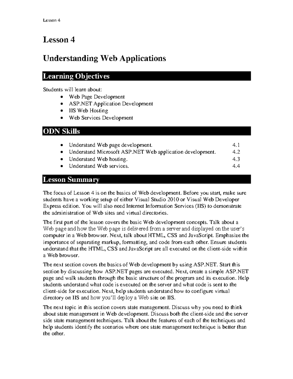 Lesson Review 04 - Lesson 4 Understanding Web Applications Learning ...