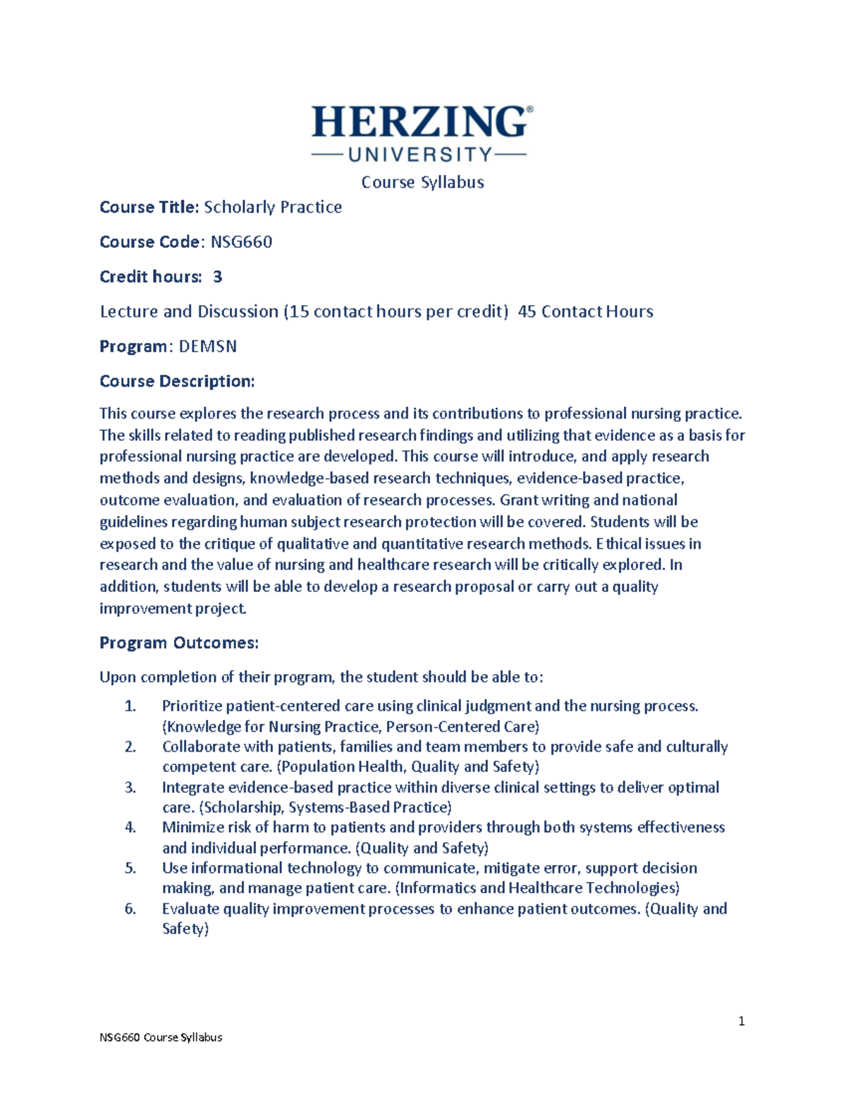 NSG660 Course Syllabus 08 - 1 Course Syllabus Course Title: Scholarly ...