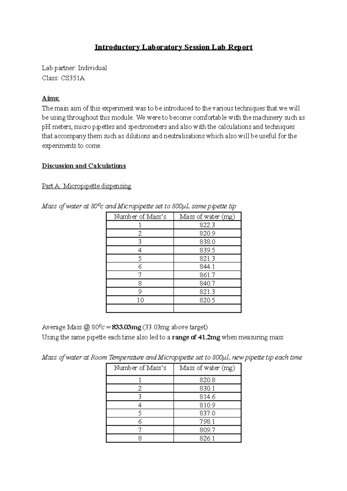 Env. Analysis Lab Report CS351A - Introductory Laboratory Session Lab ...