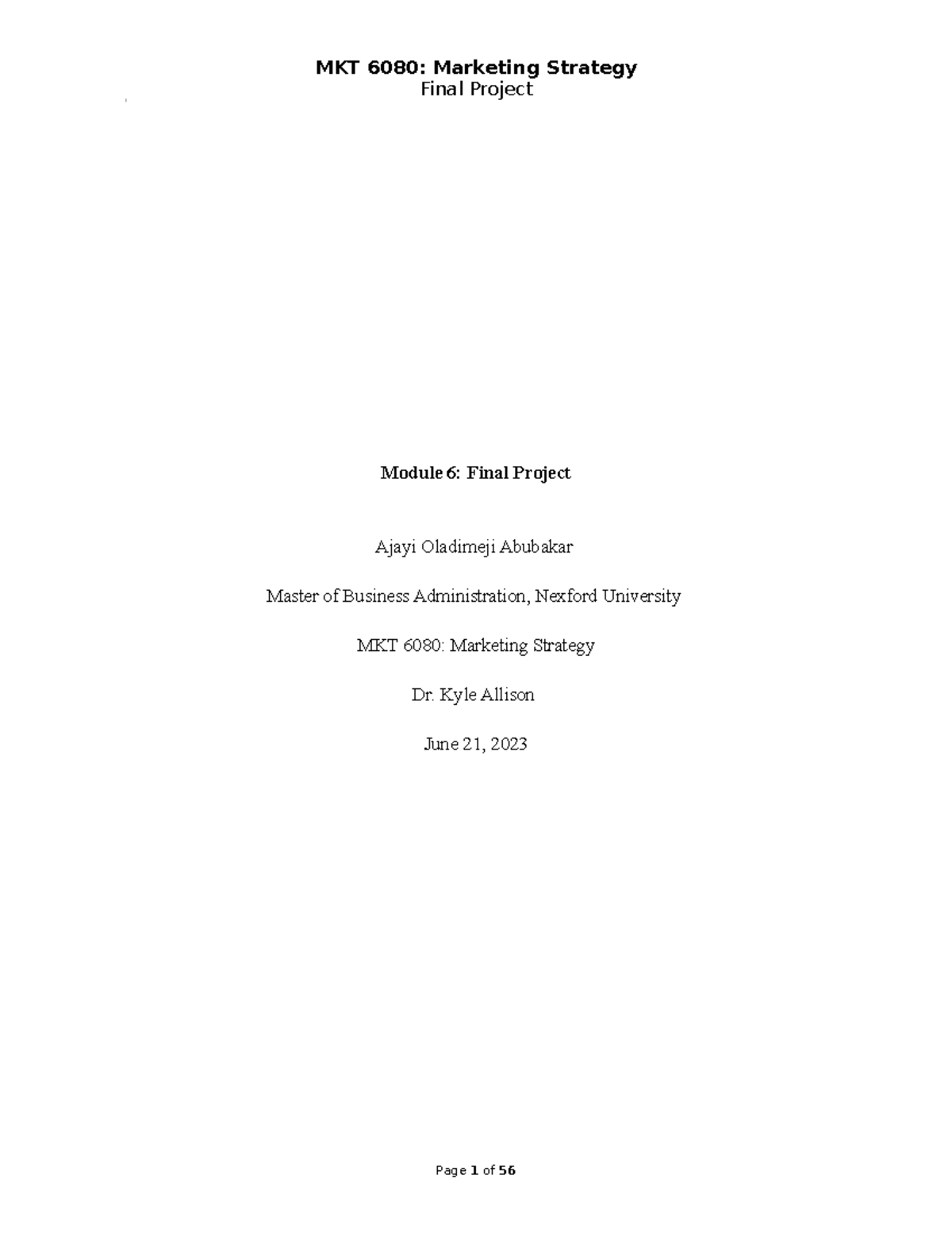 Oladimeji MKT 6080Final Project - Copy - Final Project Module 6: Final ...