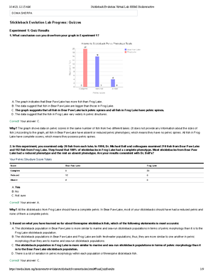 Stickleback Basic Lab Student-converted - THE VIRTUAL EVOLUTION STICKLEBACK LAB As you complete ...