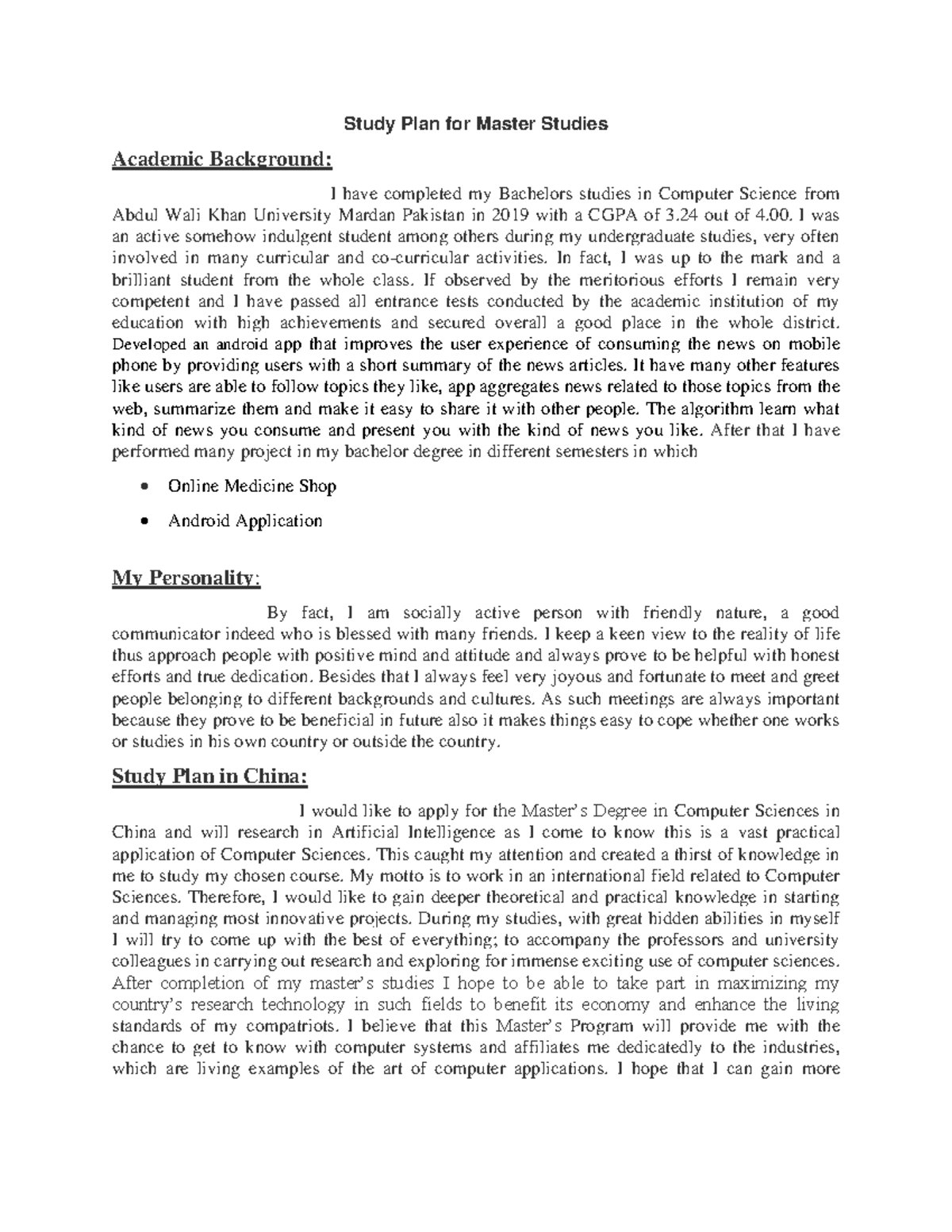 433254033 Study Plan for Master Studies - Study Plan for Master Studies ...