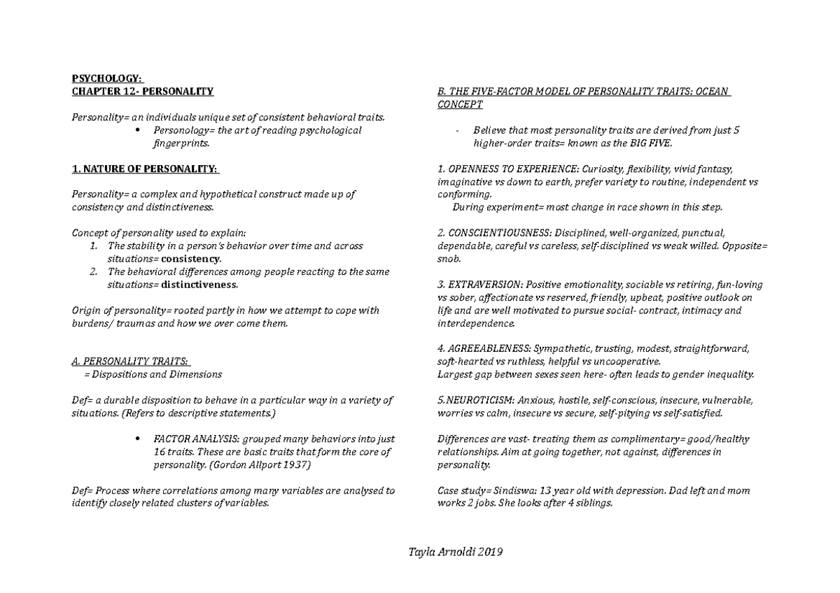 Psychology CH 12 SN - Full and in-depth summary of Chapter 12 ...