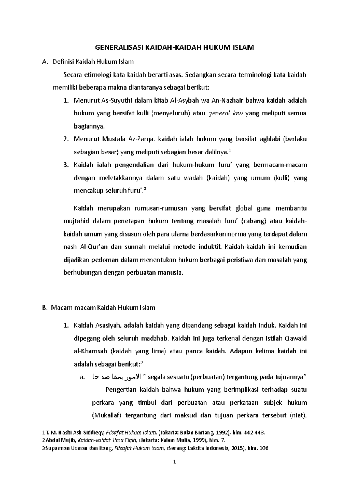 22. Kaidah Hukum Islam - Filsafat Hukum Islam - GENERALISASI KAIDAH ...