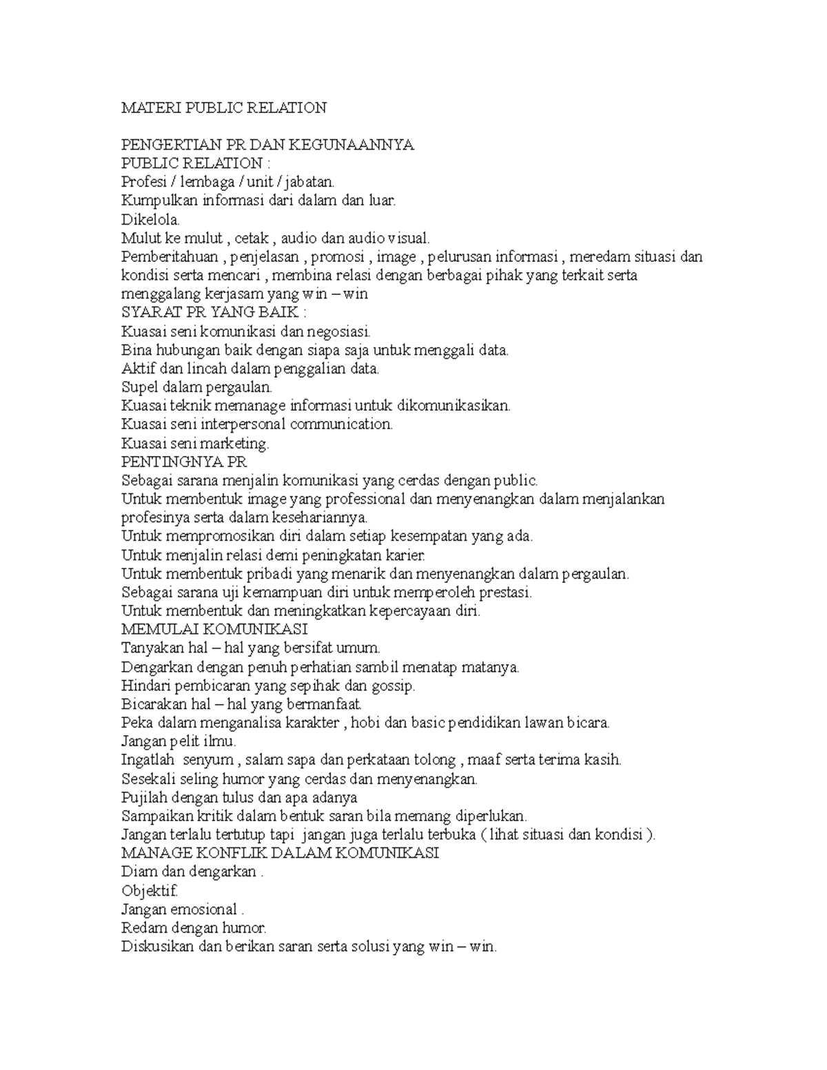 Materi Public Relation - MATERI PUBLIC RELATION PENGERTIAN PR DAN KEGUNAANNYA PUBLIC RELATION ...