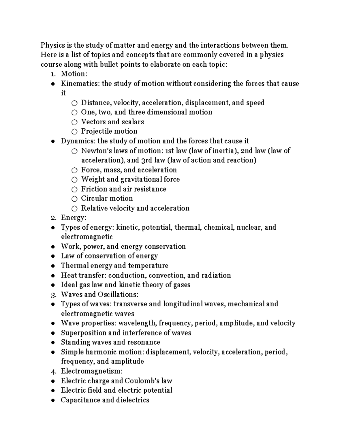 Physics notes 1 - Physics is the study of matter and energy and the ...