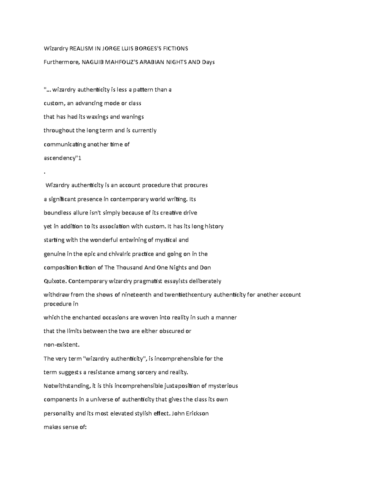 Magic Realism in The Garden Of Forking Paths - English literature - MG ...