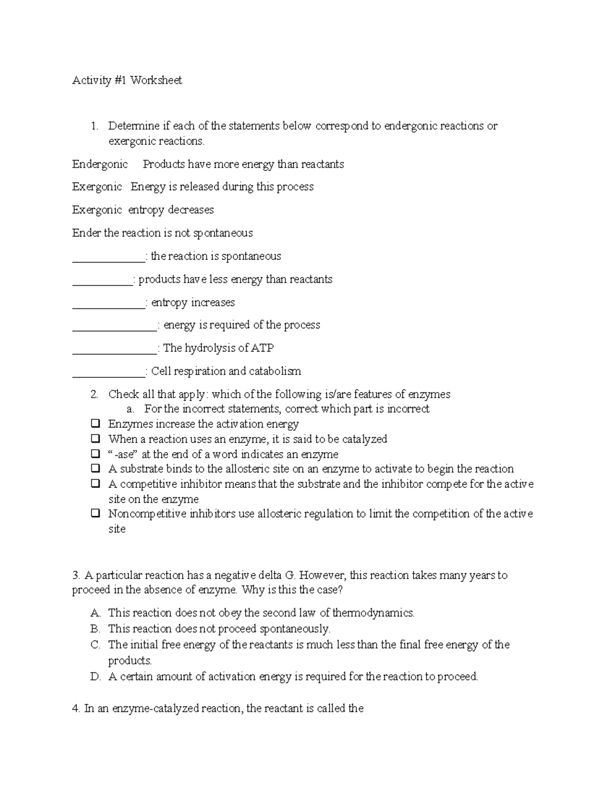 Activity 1 Worksheet - Wksht - Activity #1 Worksheet 1. Determine if ...