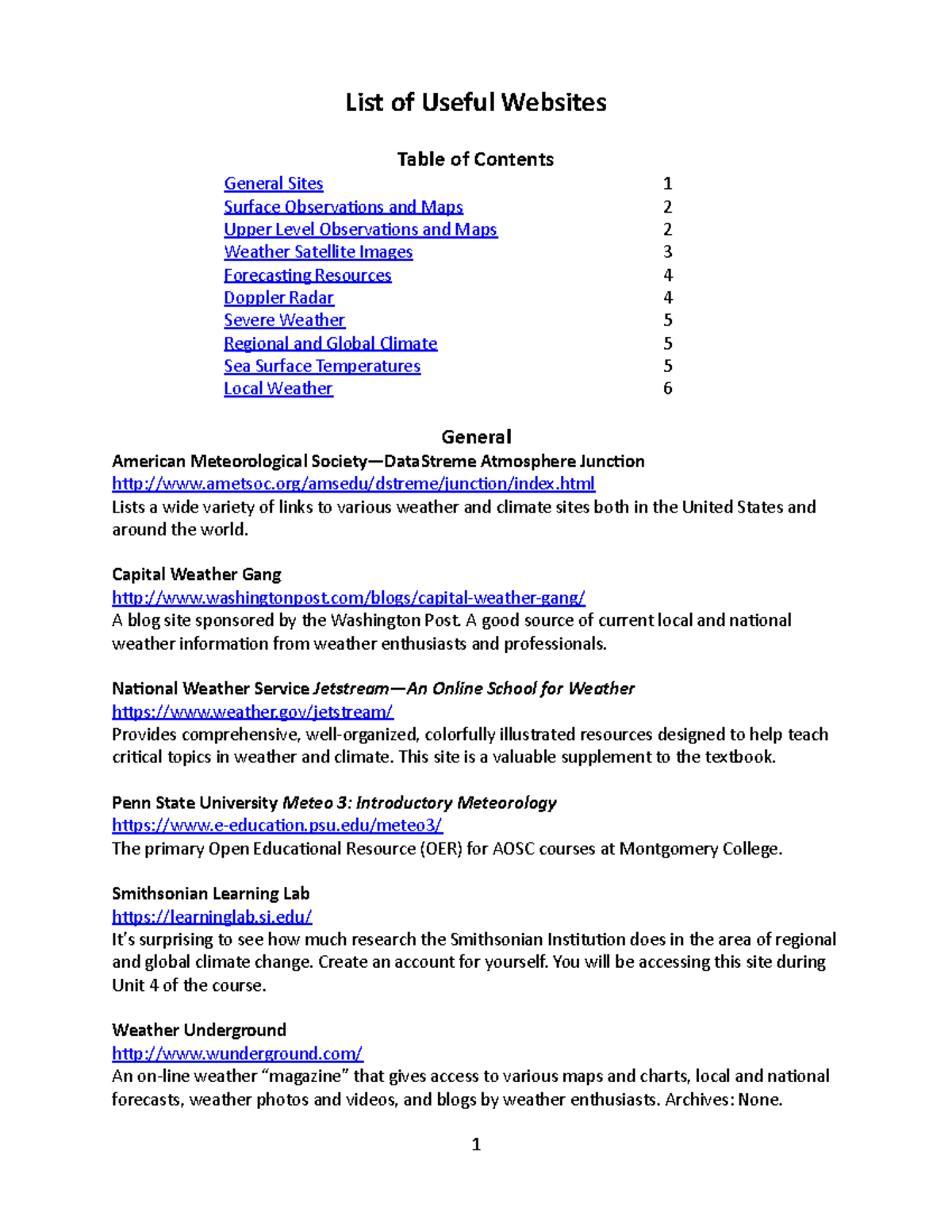 Website List Revised 221212 - List of Useful Websites Table of Contents ...