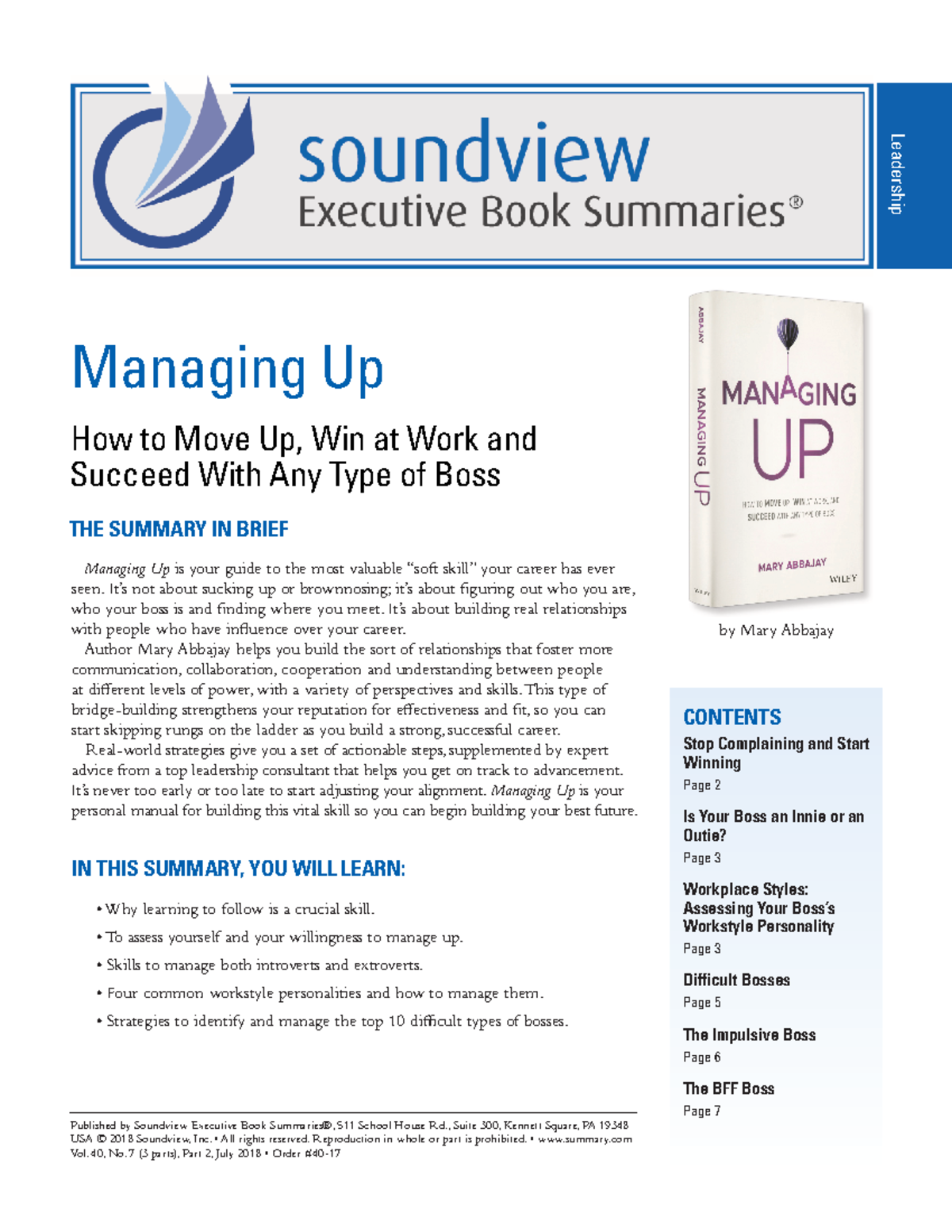 Managing Up - How to Move Up, Win at Work and Succeed With Any Type of ...