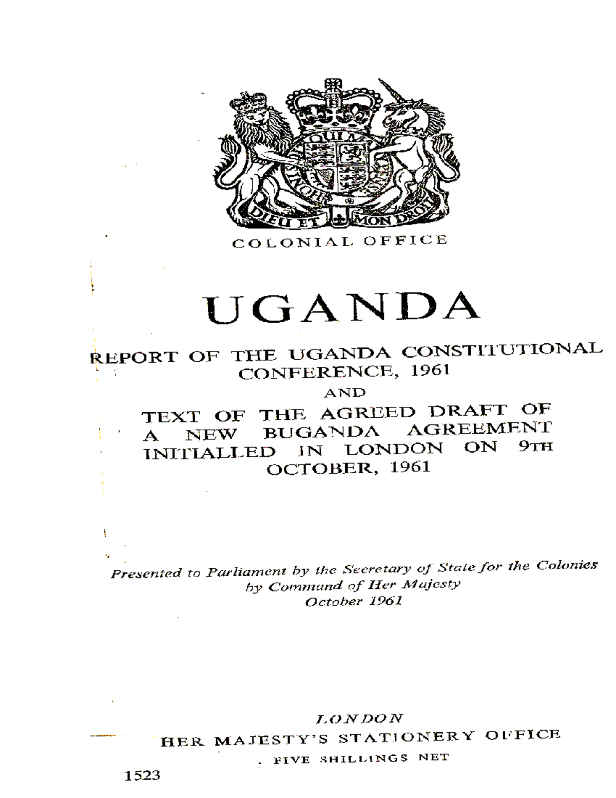 Bugandaagreement 1961pt1 - Constitutional Law - Studocu