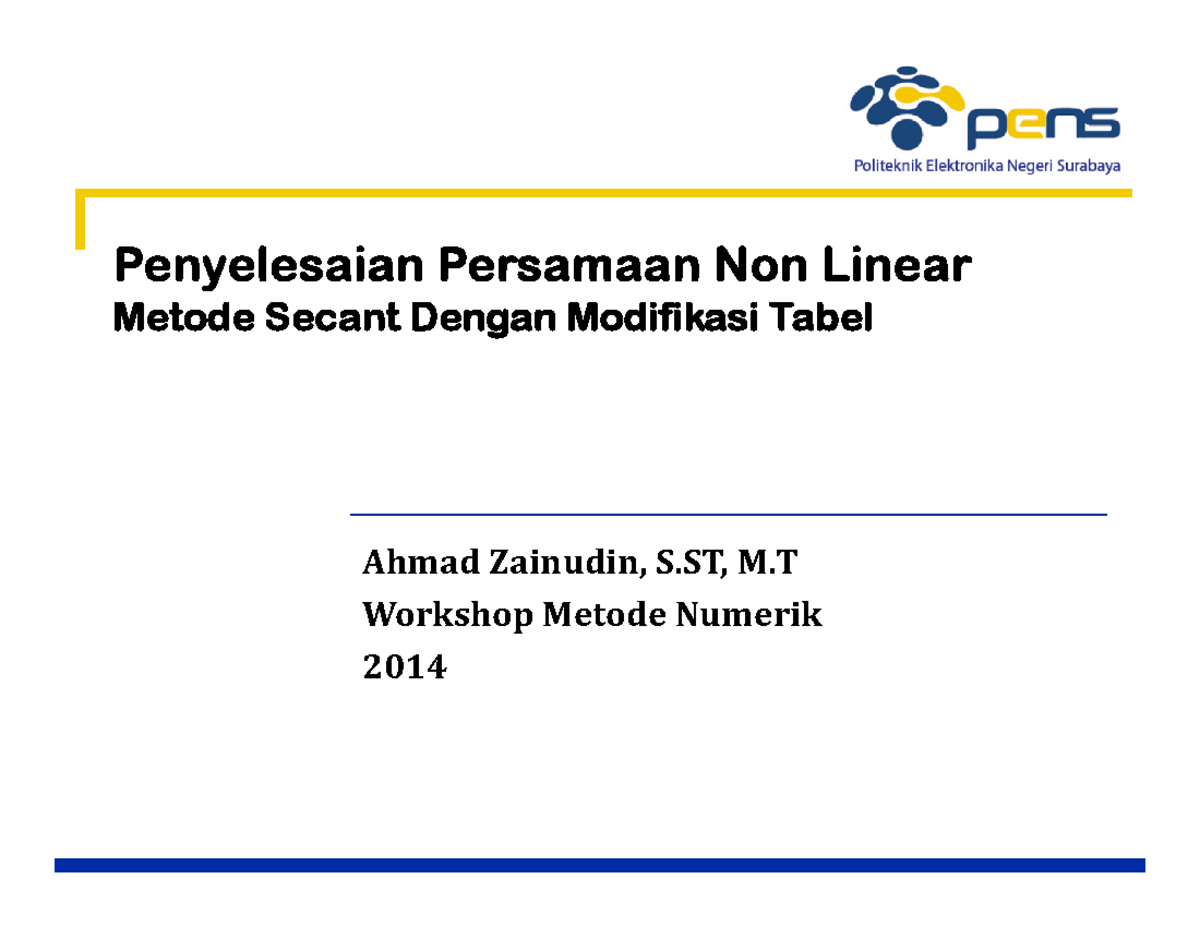 Metode Secant-Modifikasi Tabel - Penyelesaian Persamaan Non Linear ...