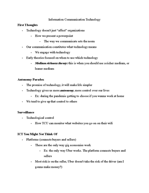 Chapter 2 Org Comm Notes - Chapter 2 Read supplement #1 in D2L (will be ...