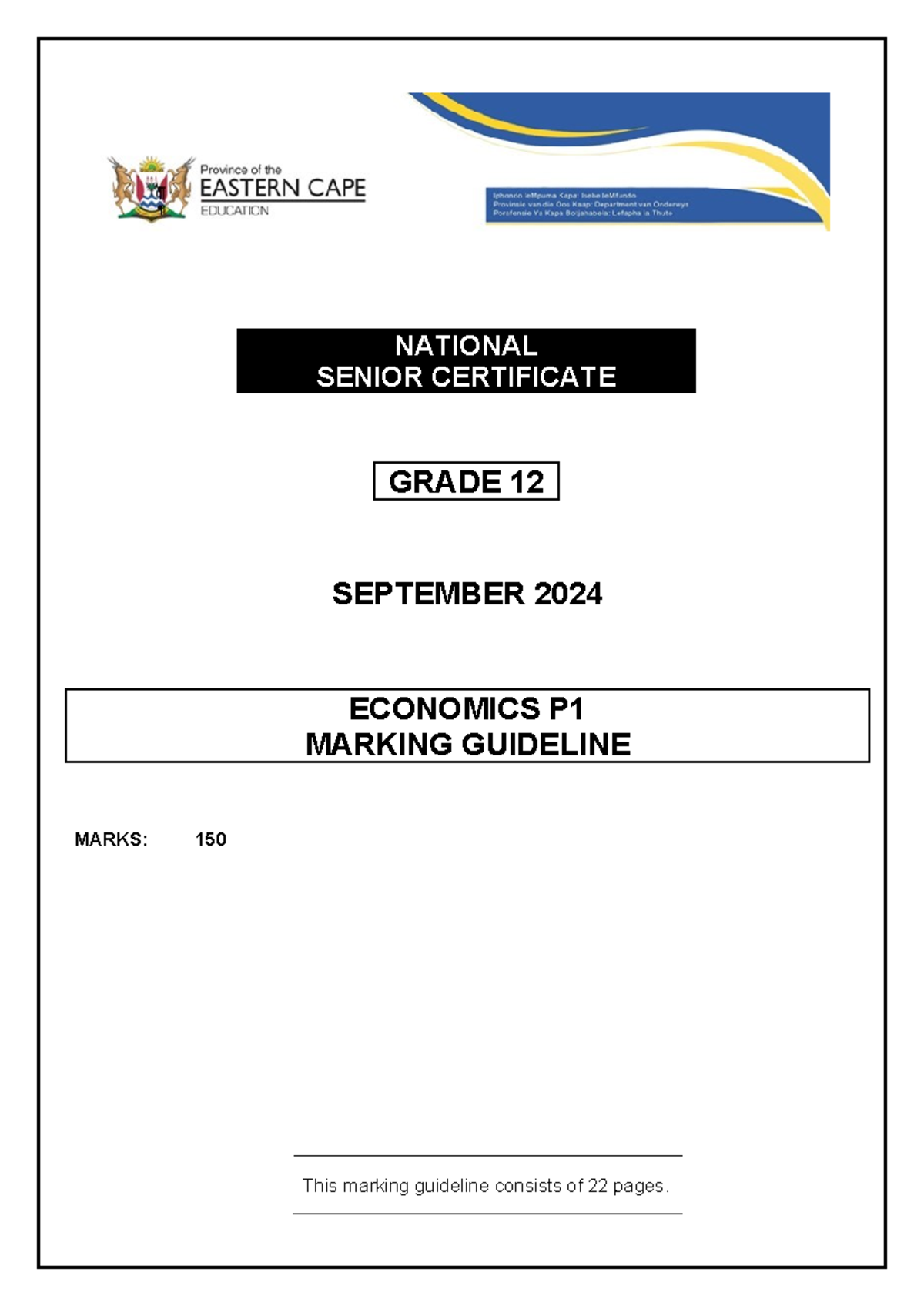Economics P1 GR12 MEMO SEPT 2024 English - NATIONAL SENIOR CERTIFICATE ...