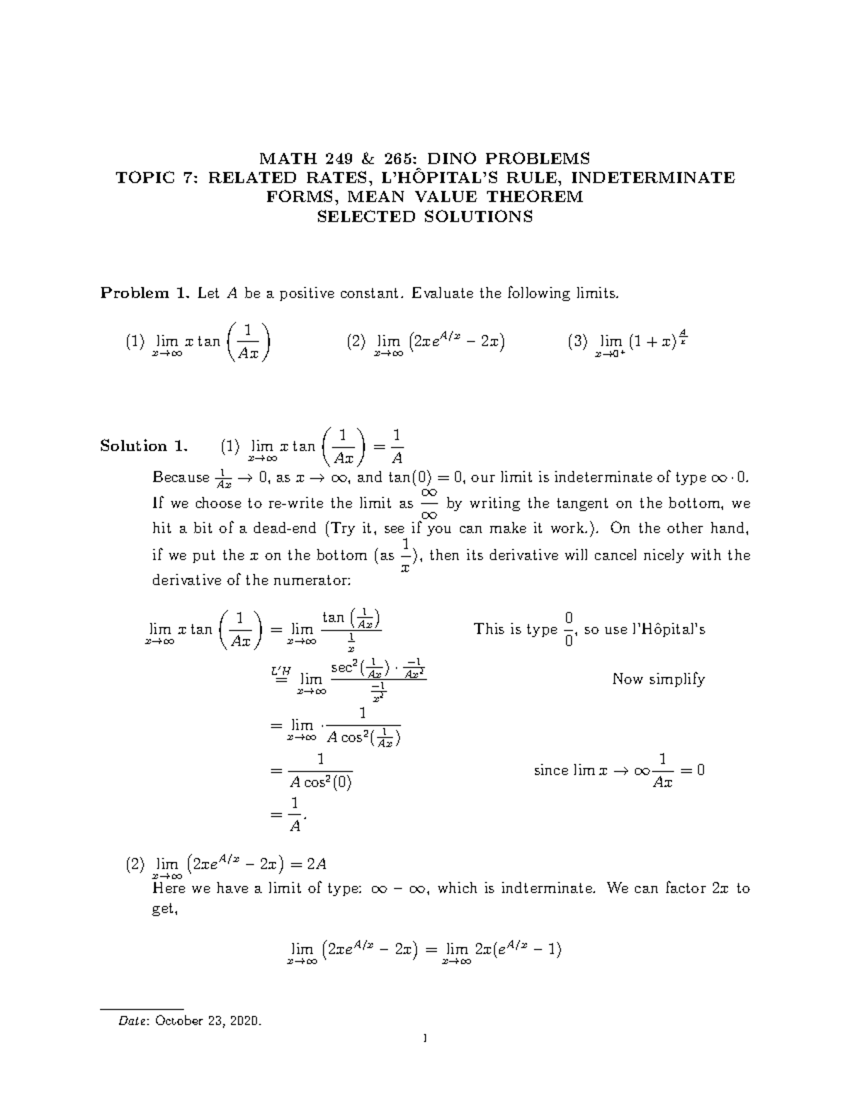 7 rates l-Hop MVT-sol - ABCD - MATH 249 & 265: DINO PROBLEMS TOPIC 7 ...