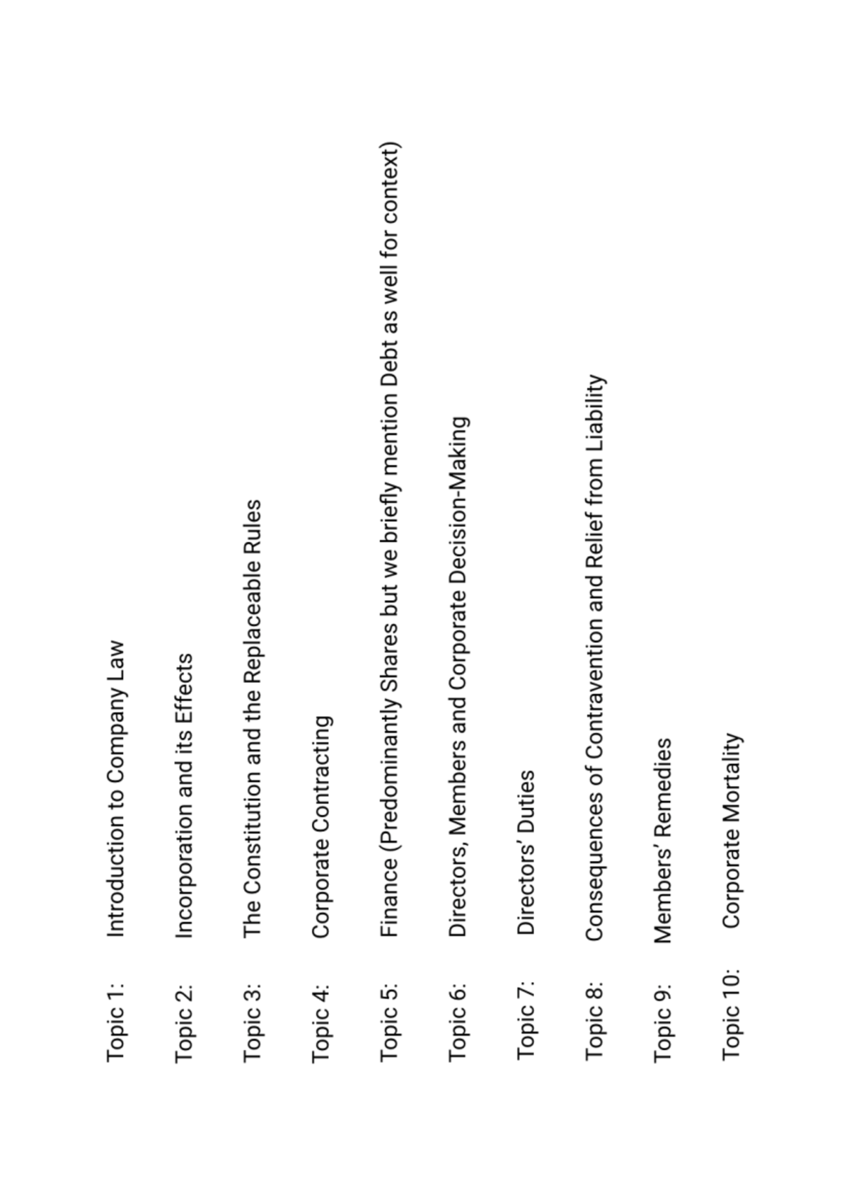 Unit Topics - Topic 1: Introduction to Company Law Topic 2 ...