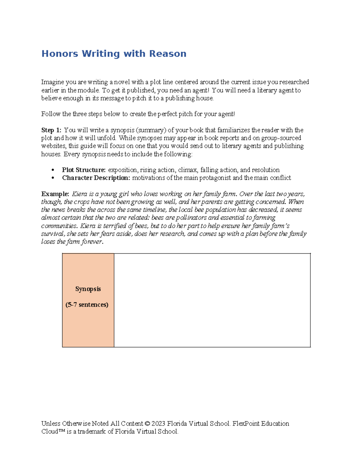 Honors reason assess rubric - Honors Writing with Reason Imagine you ...