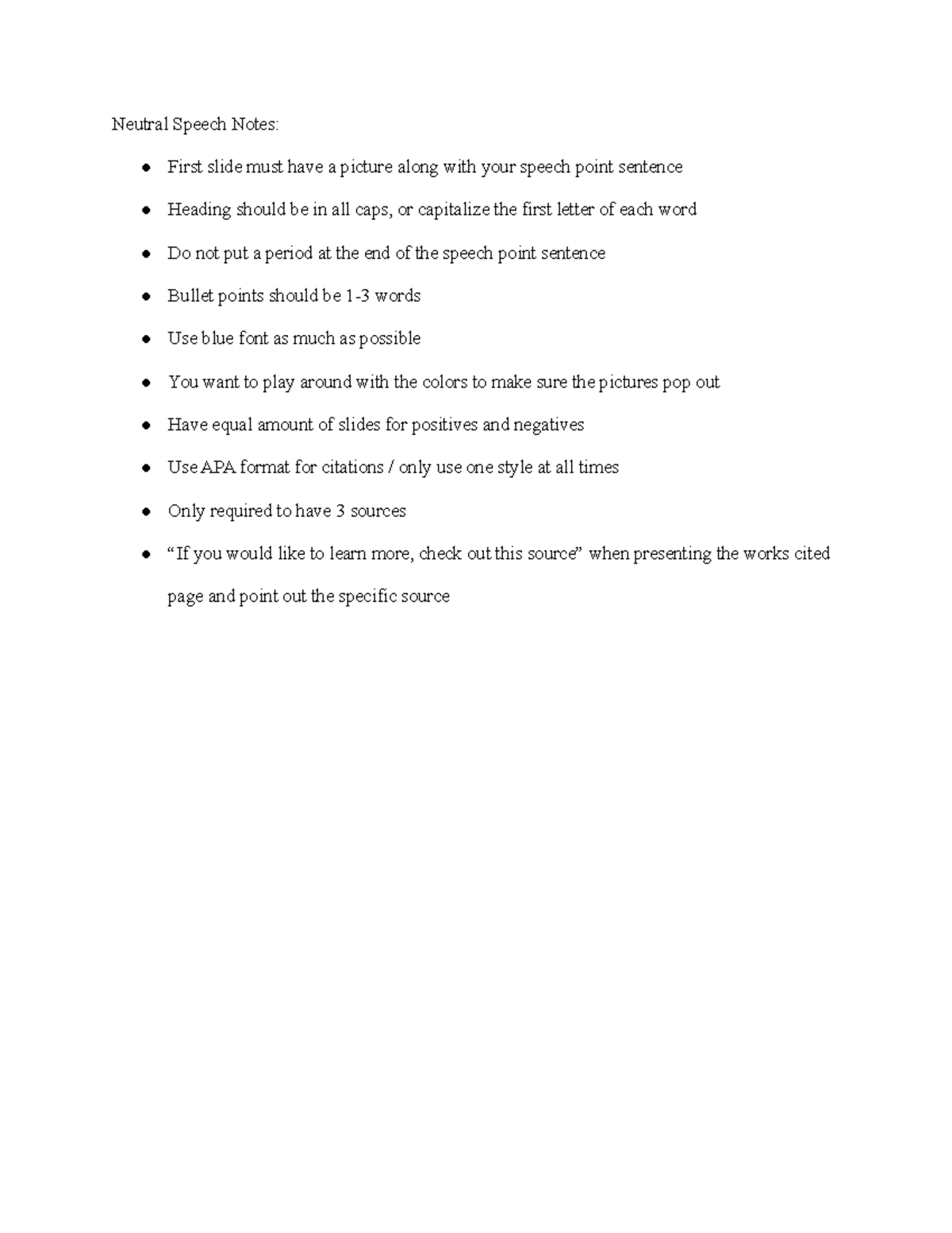 COMM105 Neutral Speech Notes - Neutral Speech Notes: First slide must ...