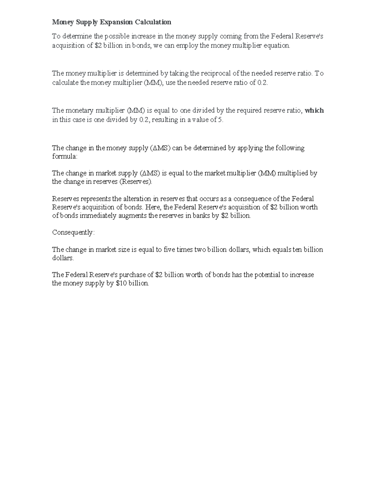 Week-7- Intro- Economics-Written Assignment 7 - Money Supply Expansion ...