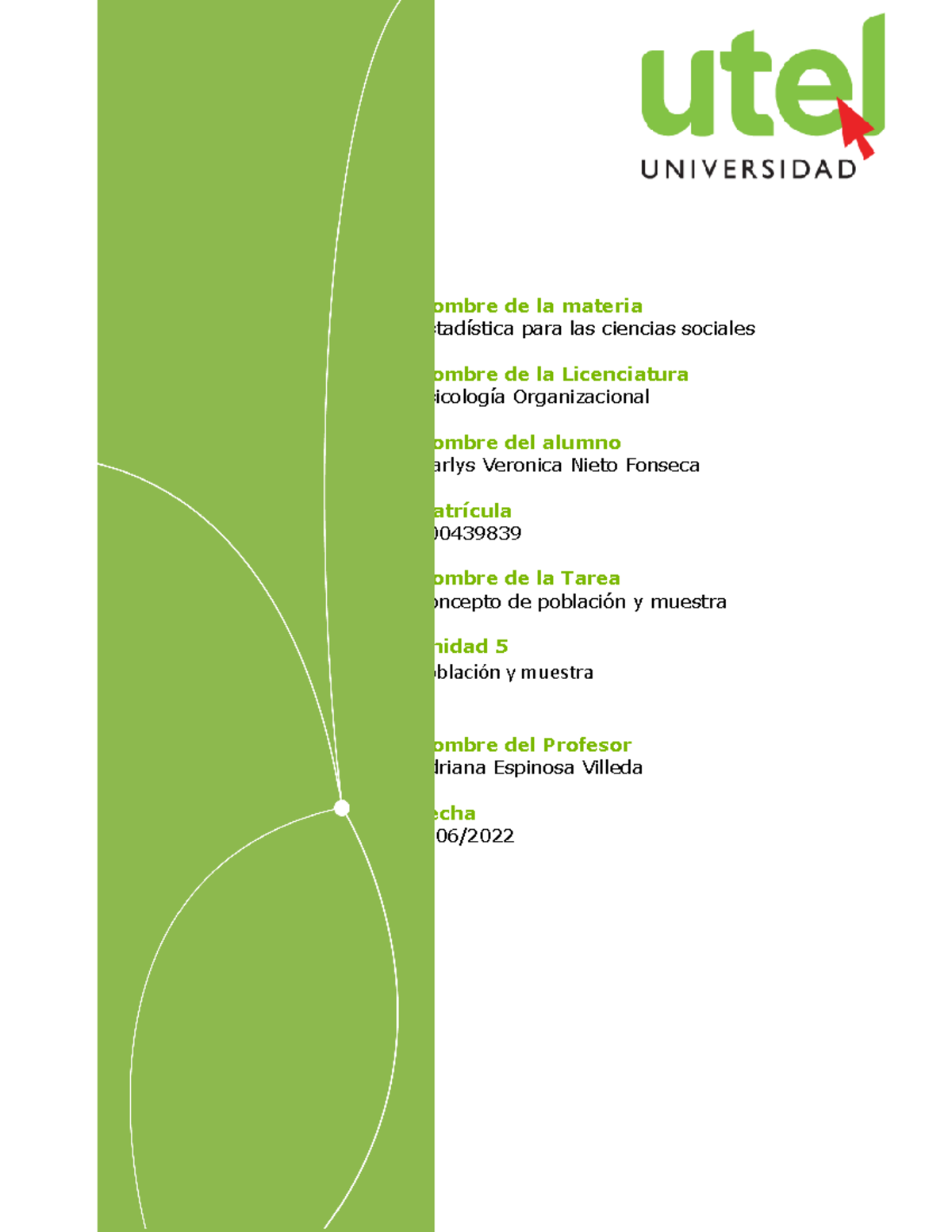 Actividad 5 Estadistica Para Las Ciencias Sociales 1 1 Nombre De