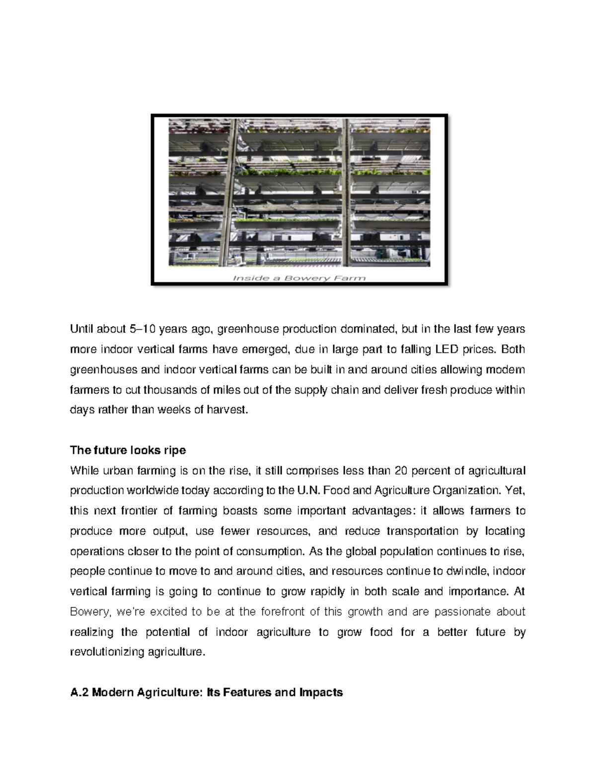 Until about 5 - Intro to ecological agriculture - Until about years ago ...