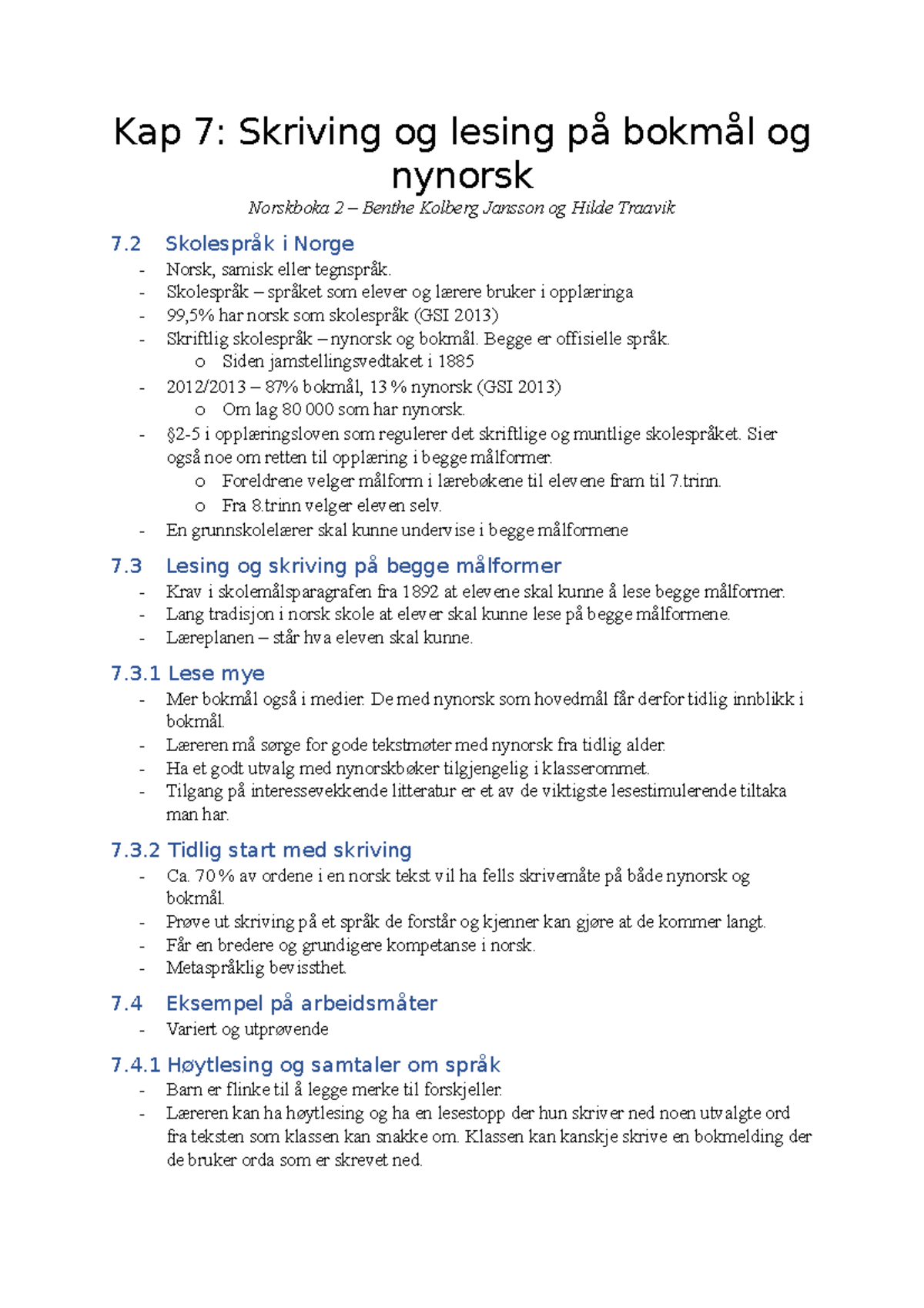 Kap 7 Skriving og lesing på bokmål og nynorsk - Kap 7: Skriving og ...