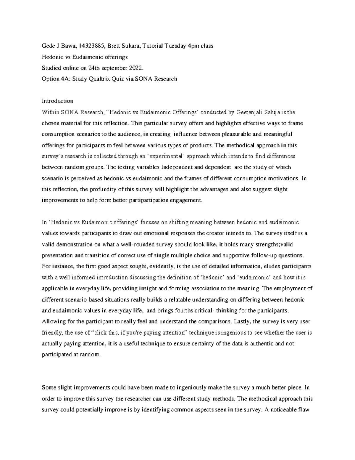 UTS Reflection - great notes good for theory - Gede J Bawa, 14323885 ...