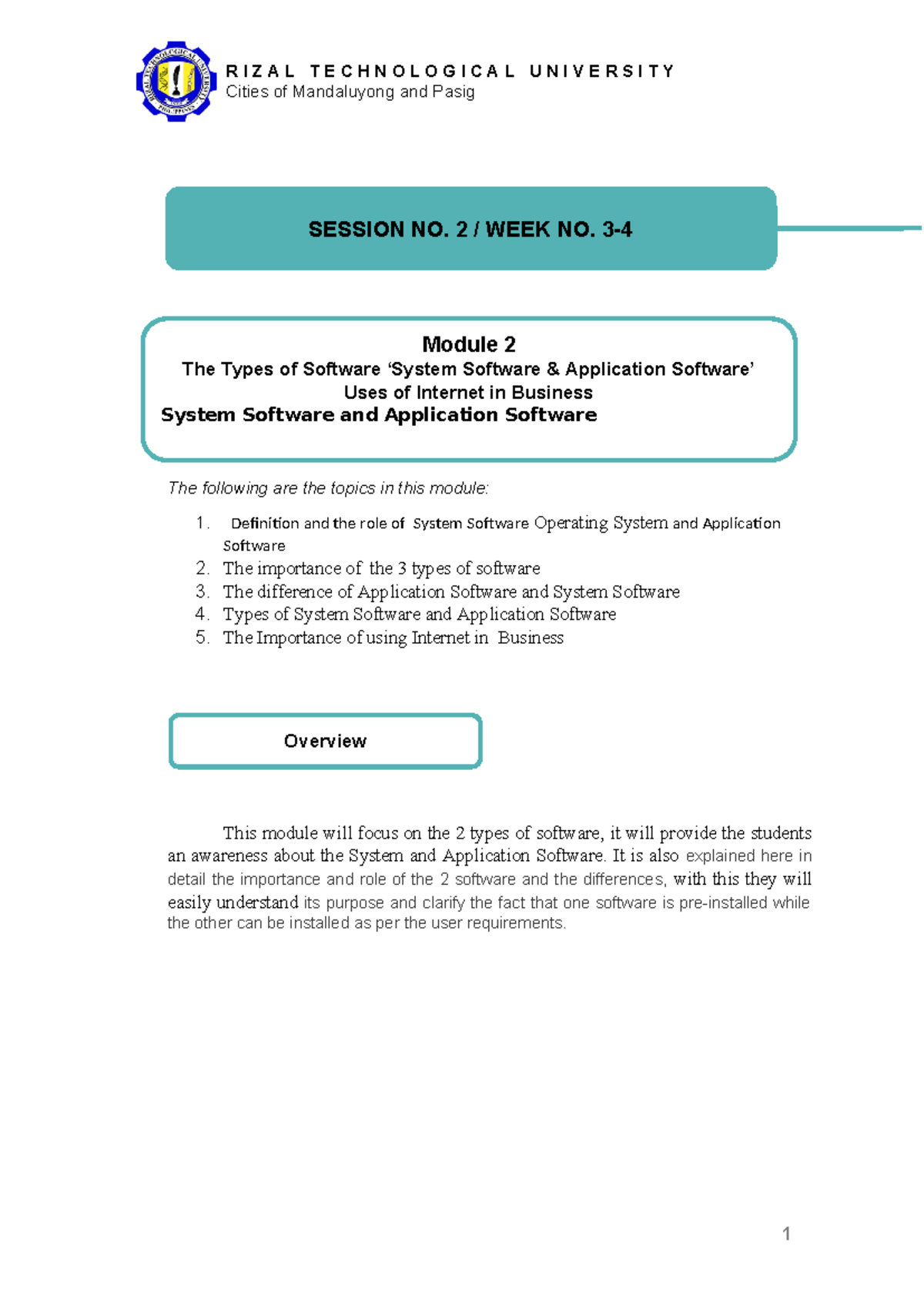 COMP-101- Module-2 - computer - Cities of Mandaluyong and Pasig The following are the topics in ...