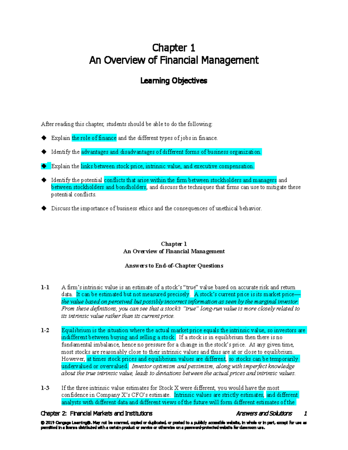 EXAM 1-4 PowerPoints, and Notes - Chapter 1 An Overview of Financial ...