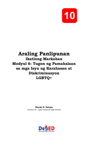 2 Q3 AP - Modyul 2 sa Araling Panlipunan 10 Ikatlong Markahan - Araling Panlipunan Ikatlong ...