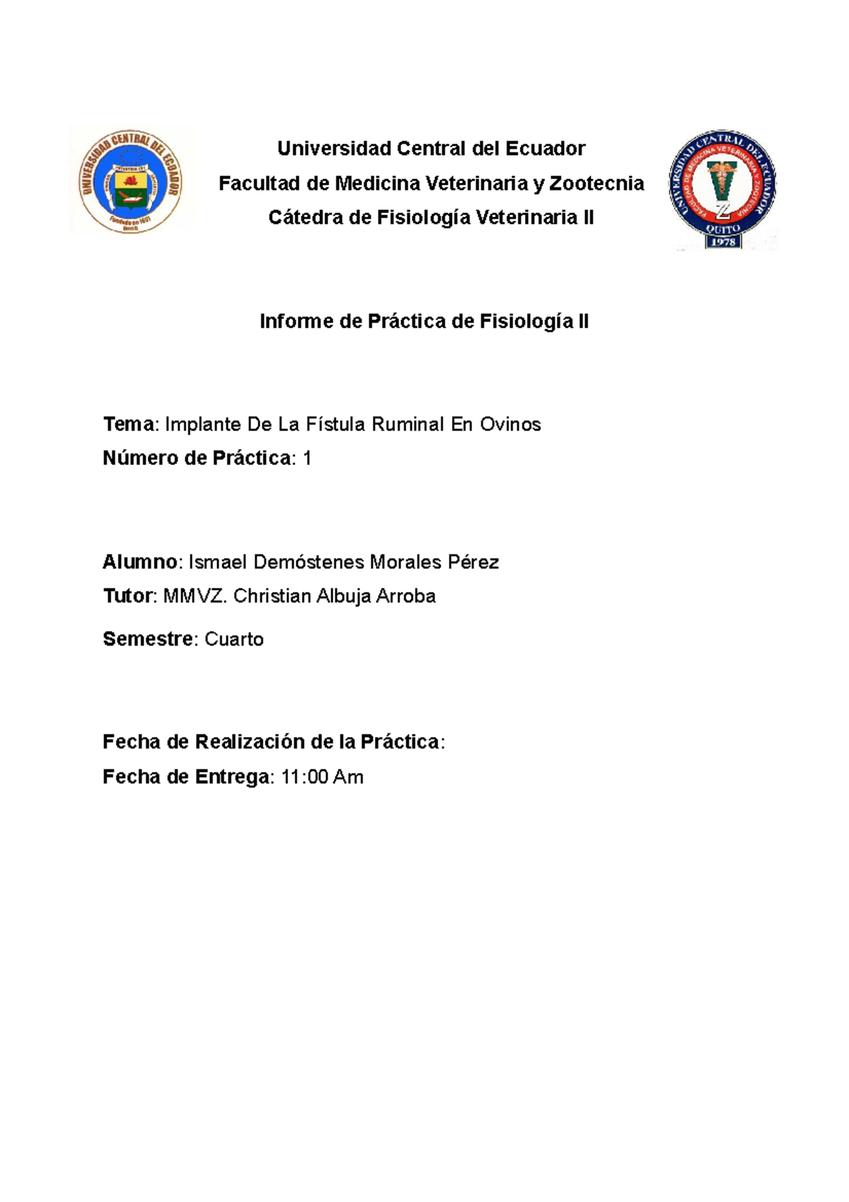 Implante De La Fístula Ruminal En Ovinos - Universidad Central del ...