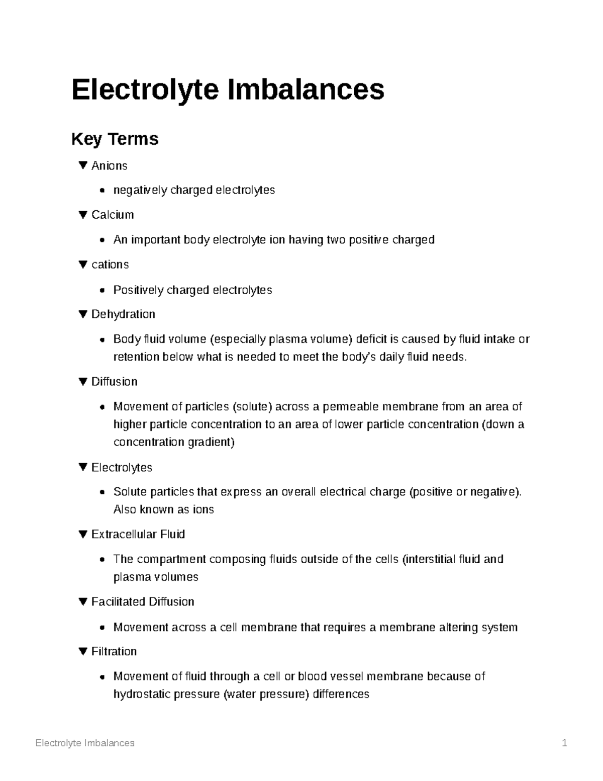 Electrolyte Imbalances - Diffusion Movement of particles (solute ...