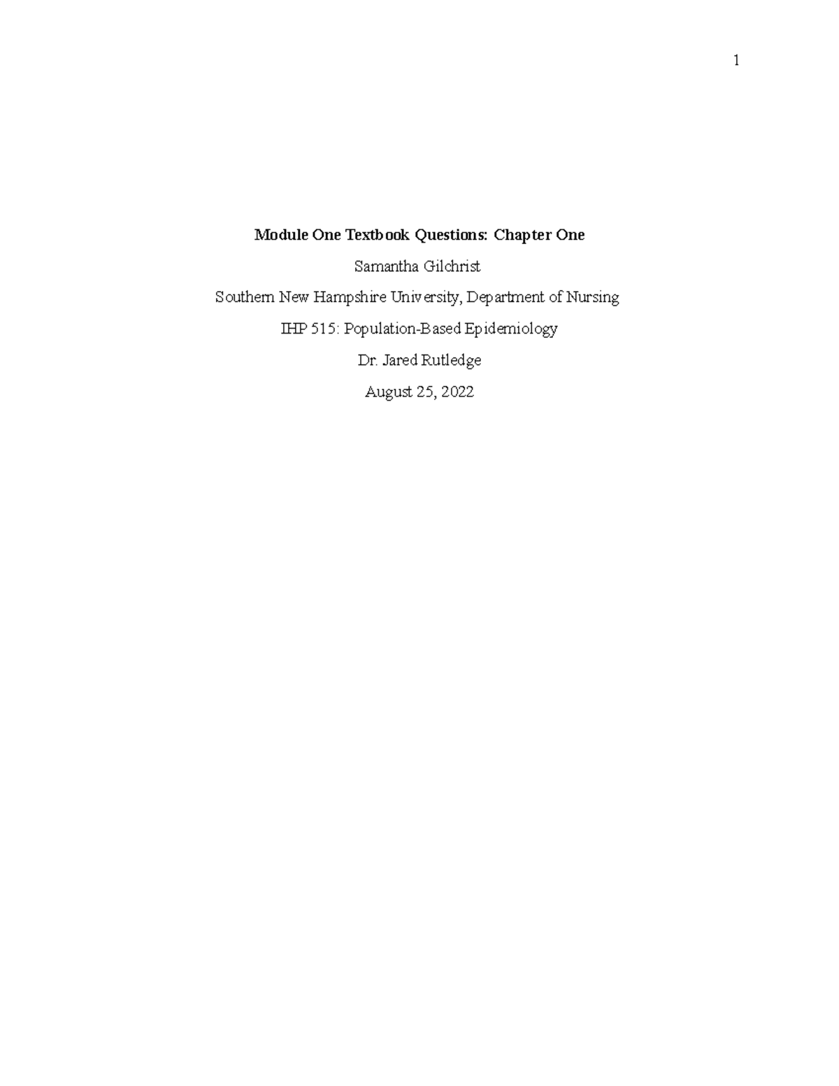 Module 1 textbook questions - 1 Module One Textbook Questions: Chapter ...