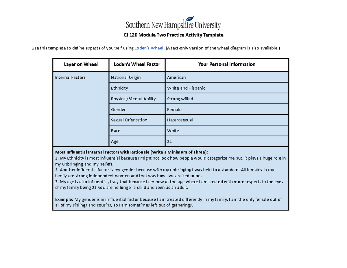 CJ 120 Module Two Practice Activity Template - (A text-only version of ...